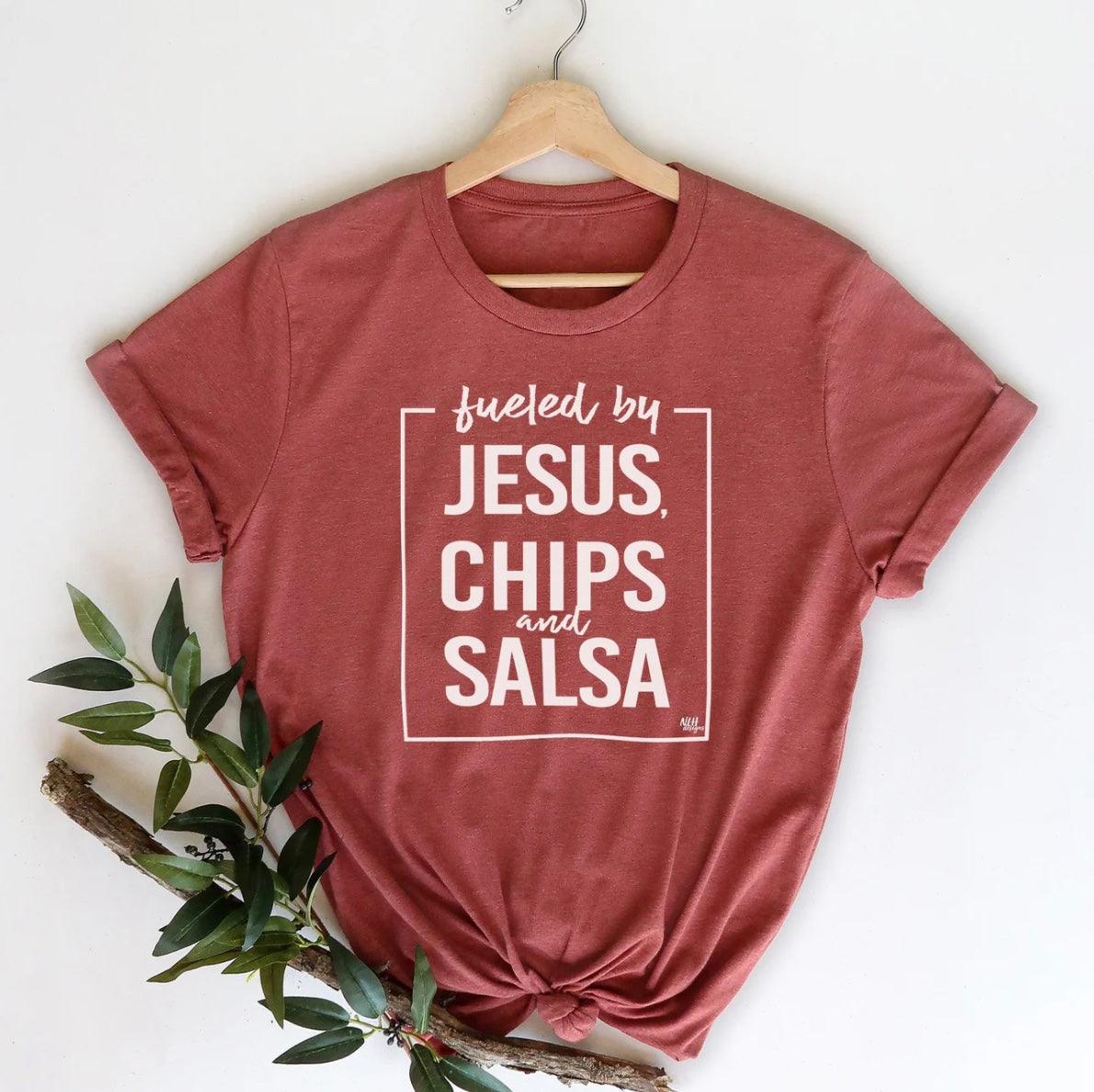 Fueled by Jesus, Chips and Salsa T-Shirt - Christian Apparel – Kin ...